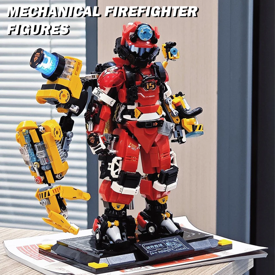 MOC-Mechanical-Firefighter-Building-Blocks-Set-with-Stand-Base ...