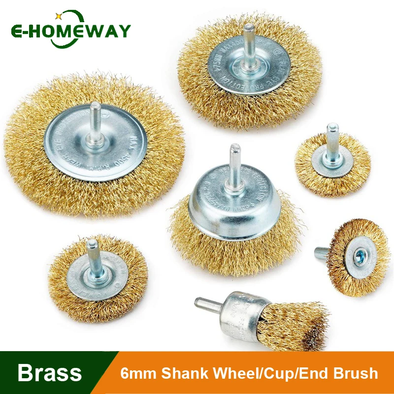3-5-6Pcs-6mm-1-4-Shank-Brass-Plated-Carbon-Steel-Wire-Cup-Wheel-End ...
