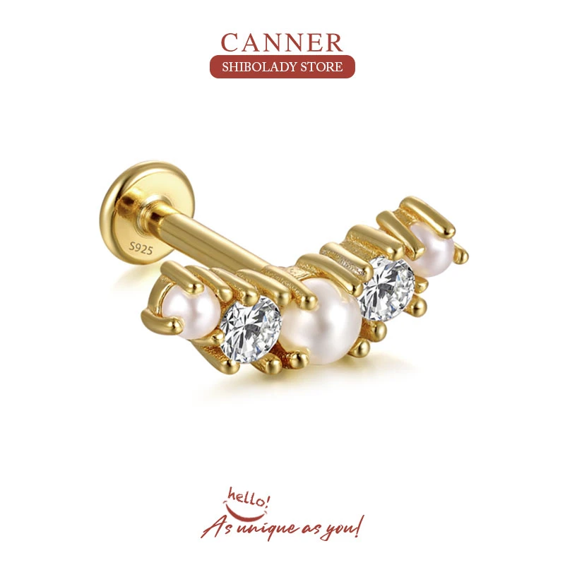 CANNER 1Pc 925 Sterling Silver Pearl Series Earring For Women Stud ...