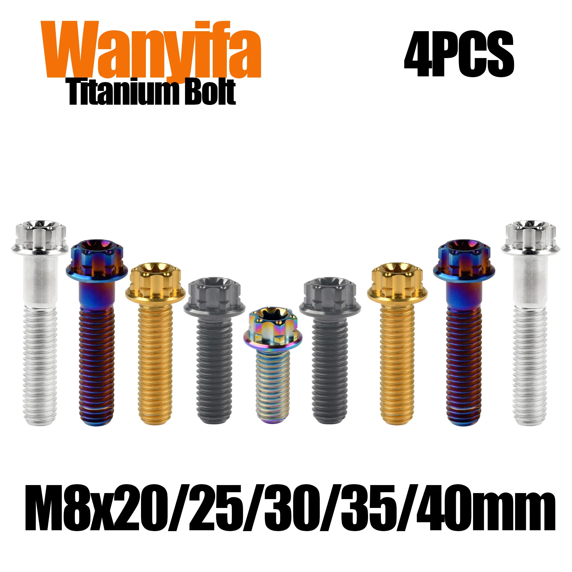 Wanyifa Titanium Alloy Bolt M8x20/25/30/35/40mm Flange Head Torx Screw ...