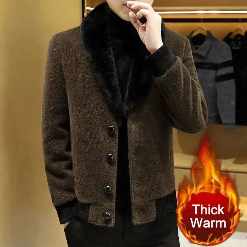 Winter Style Plush Thick Golden Mink Jacket Long Slim Woolen Coat ...