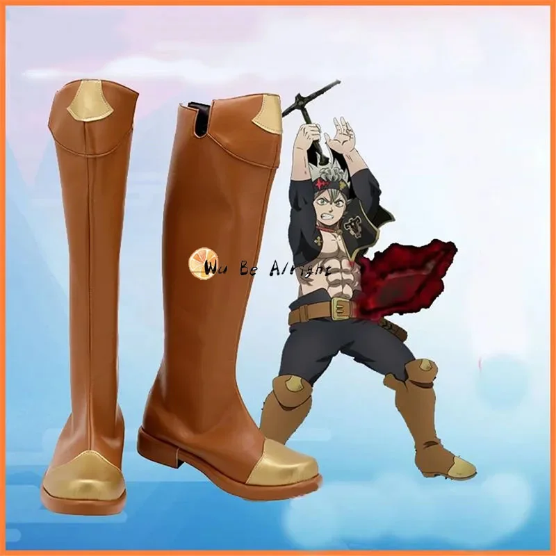 Anime-Black-Clover-Asta-Cosplay-Party-Shoes-Long-Brown-Boots-Custom ...