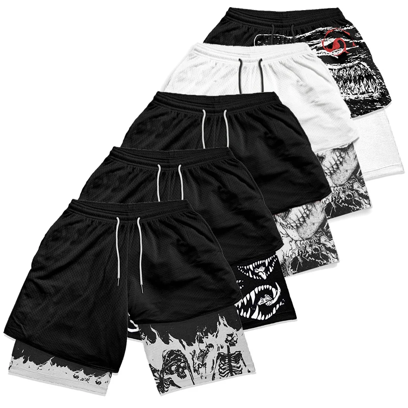 Y2K-Gothic-Punk-Skull-Print-2-in-1-Shorts-for-Men-Gym-Athletic ...