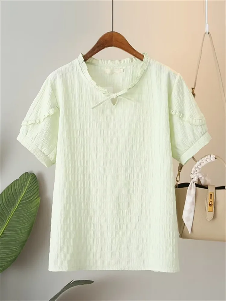 Plus-Size-Women-s-Short-Sleeve-T-Shirt-Irregular-Texture-Non-Stretch ...