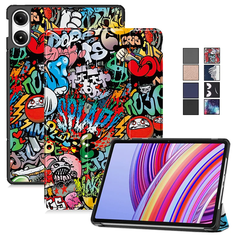 For Redmi Pad Pro Case 12.1 inch Trifold Leather Painted Stand Smart ...