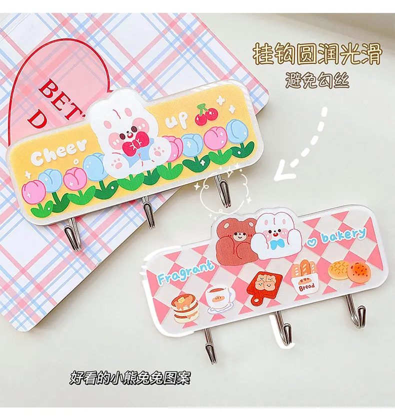 Cartoon Wall Hook Heavy Strong Self Adhesive Hook Seamless Cute Sticker ...