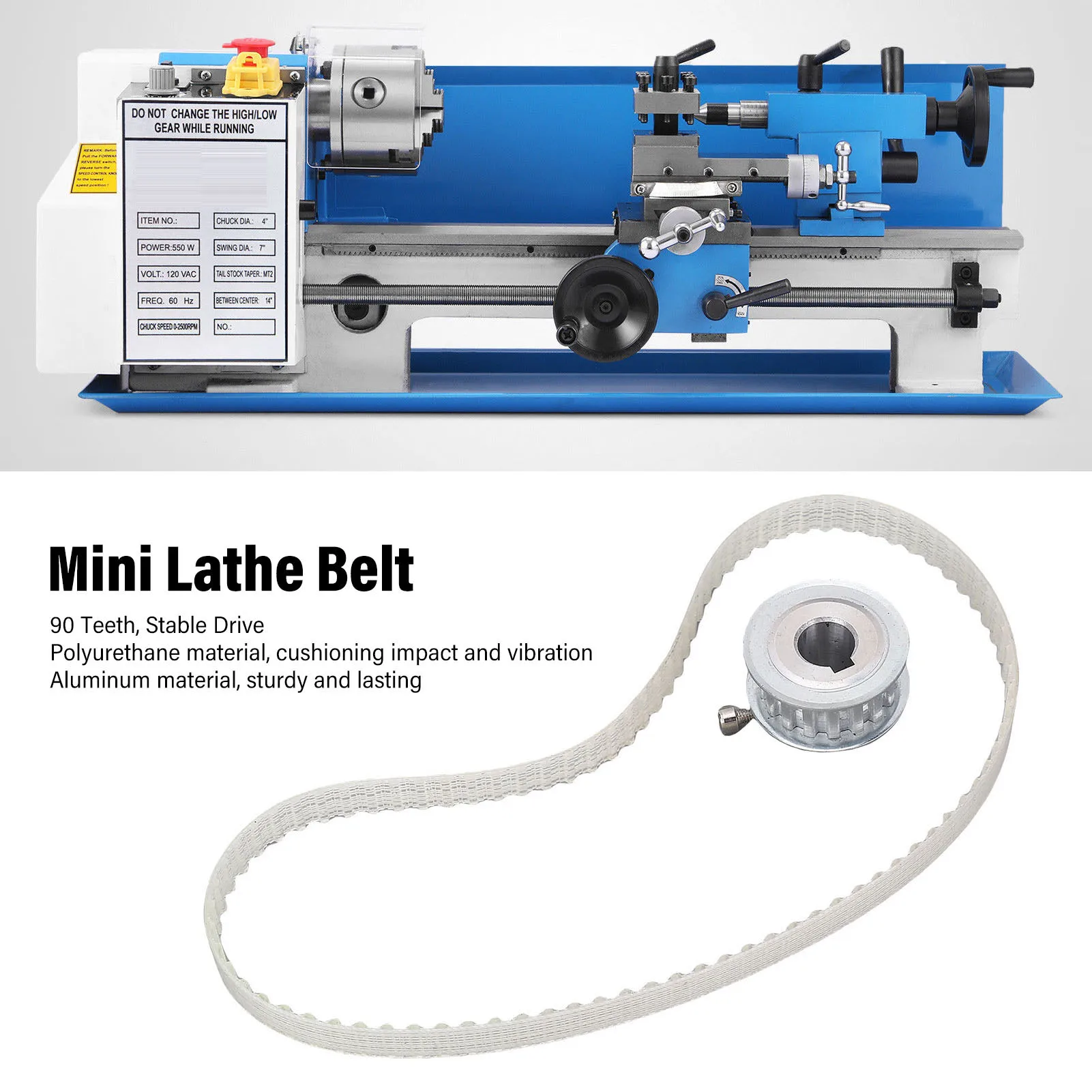 Mini Lathe Belt and Gear 1.5M 90 Teeth Polyurethane Drive Belt ...