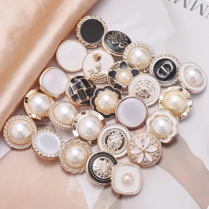 10pcs-21-mm-Gold-White-Pearl-Buttons-Fastener-Plastic-Shank-for-DIY ...