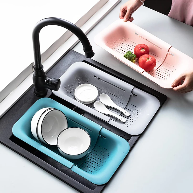 1pc-Sink-Draining-Basket-Retractable-Plastic-Washbasin-Hanging-Rack ...