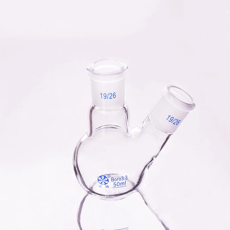 FAPE Two-necked flask oblique shape, With two necks standard ground ...