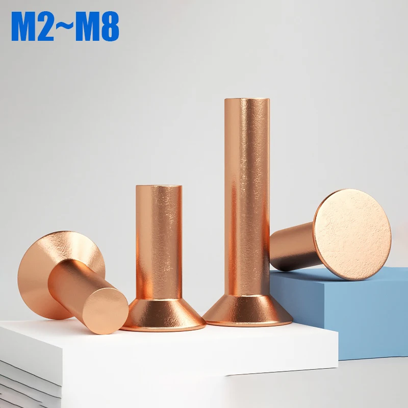 1-50pcs-M2-M2-5-M3-M4-M5-M6-M8-Solid-Copper-Rivets-Countersunk-Head ...