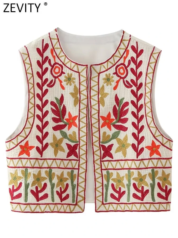 Zevity-Women-National-Style-Sleeveless-Position-Floral-Embroidery-Vest ...