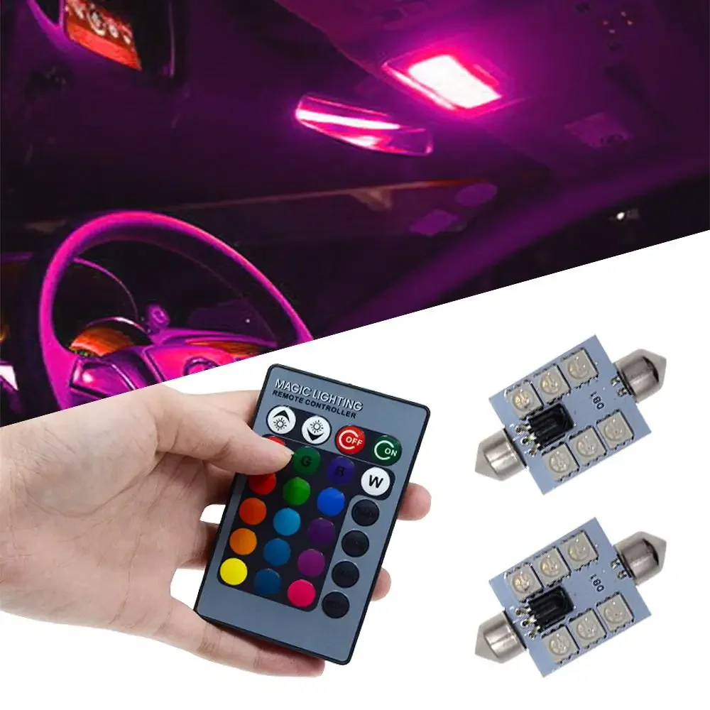 2X-C5w-DC12V-Led-5050-RGB-6SMD-41mm-Festoon-Dome-Car-Door-Light ...