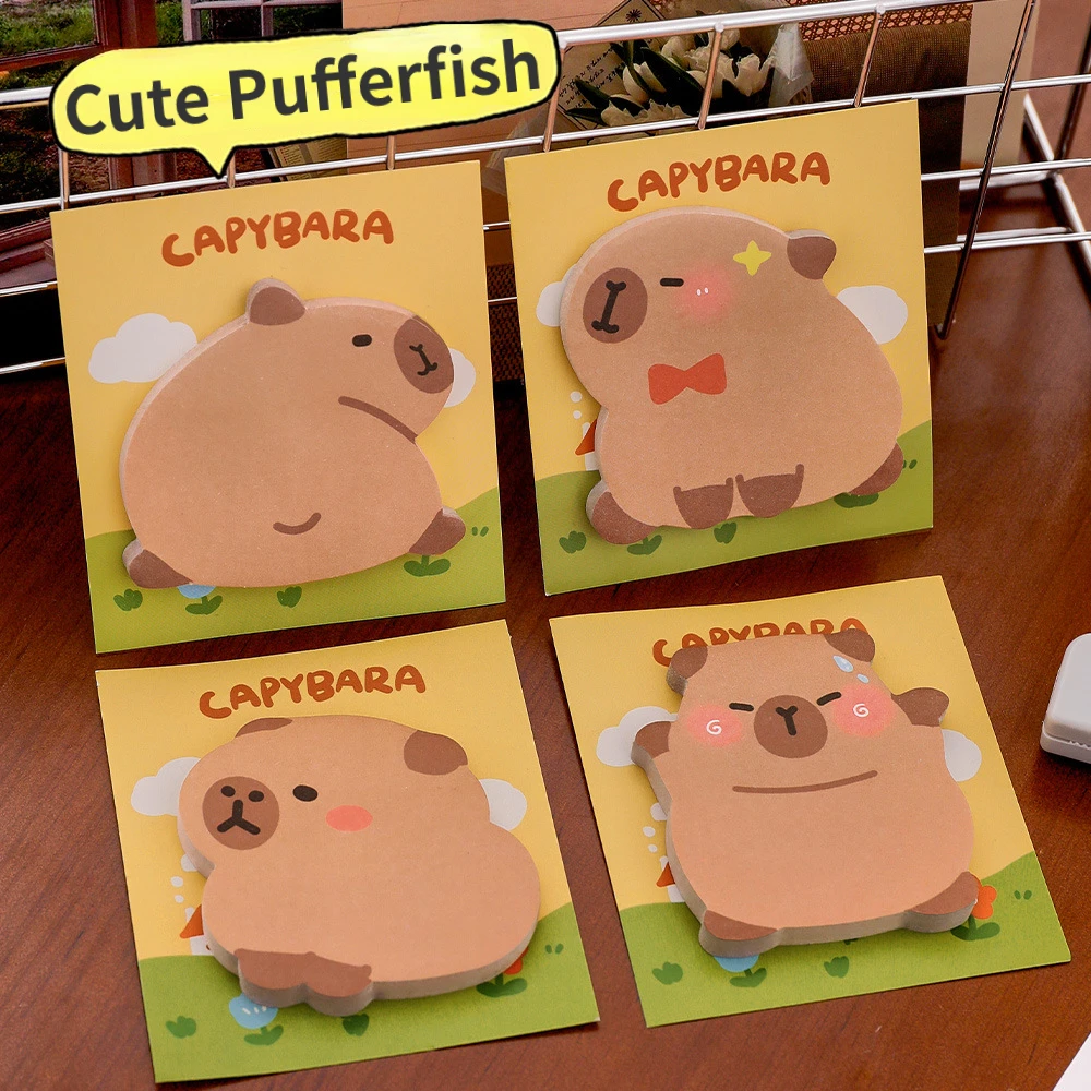 5Pcs-Lot-Cute-Cartoon-Pufferfish-Memo-Pad-Sticky-Notes-Kawaii-Capybara ...