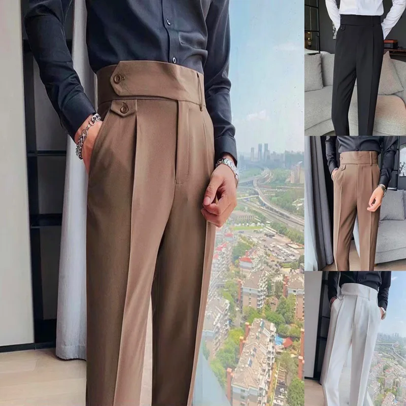 Italian-Naples-Pants-Men-High-Waist-Straight-Suit-Trousers-Spring ...