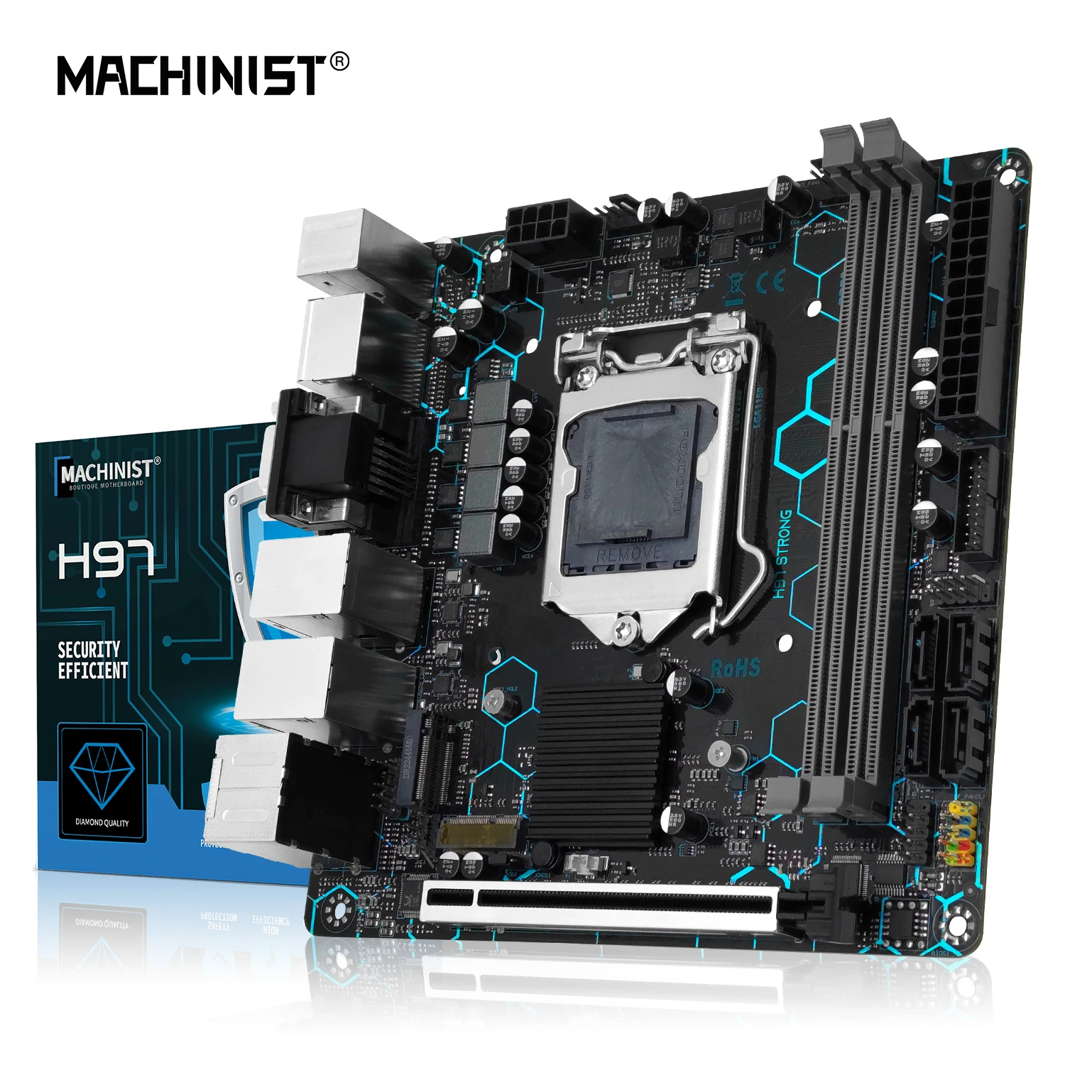 MACHINIST-H97 Placa-mãe forte, Intel Core i7, i5, i3, E3, CPU LGA 1150, VGA, HDMI, DP, COM, LAN ...