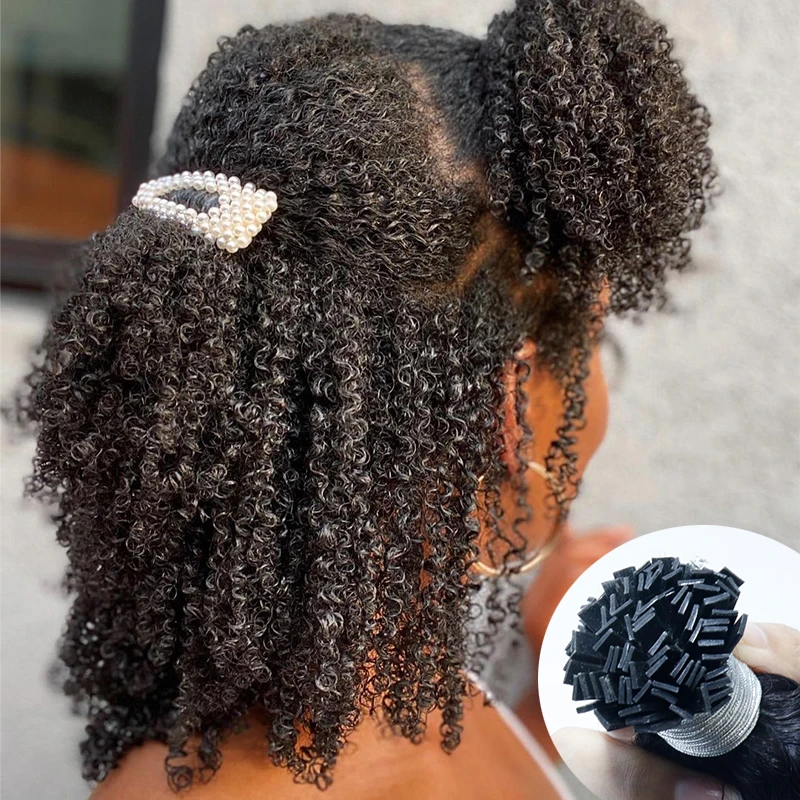 3b 3c Afro Kinky Curly K Tip Microlinks Hair Extensions Human Hair ...