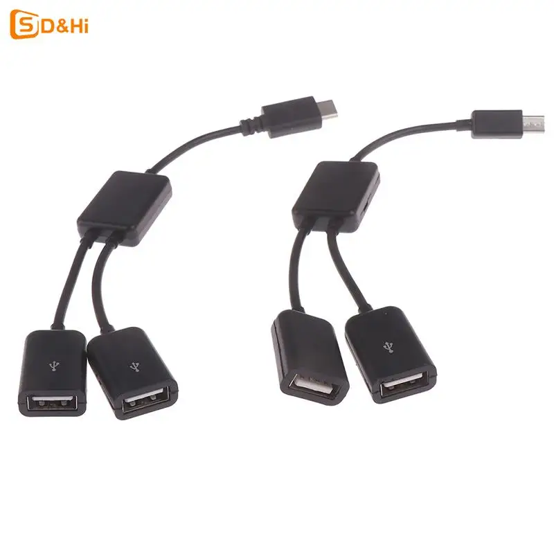 Micro USB / Type C to 2 OTG Dual Port HUB Cable Y Splitter for Tablet ...
