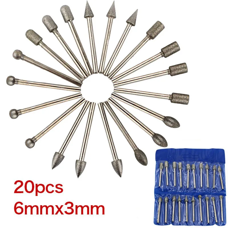 20Pcs-Dremel-Accessories-Diamond-Grinding-Heads-Mini-Drill-Burrs-Bit ...