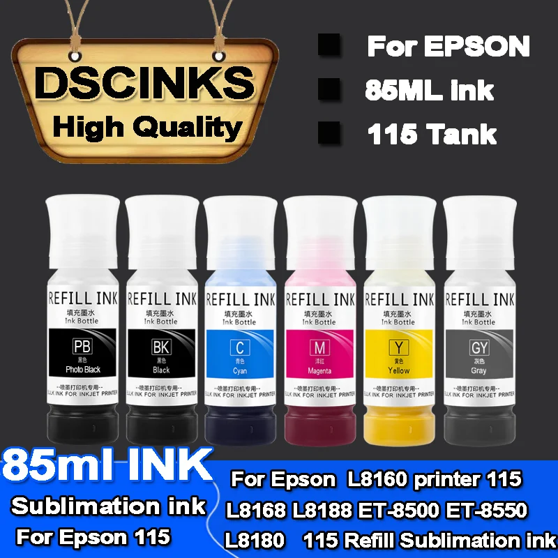 115-Refill-Sublimation-Ink-kit-85ml-Set-For-Epson-L8160-L8168-L8188-ET ...