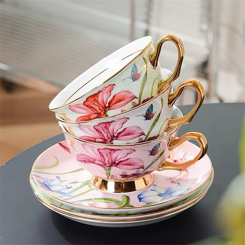 180ML-200ML-British-Afternoon-Tea-Cup-and-Saucer-with-Spoon-Elegant ...