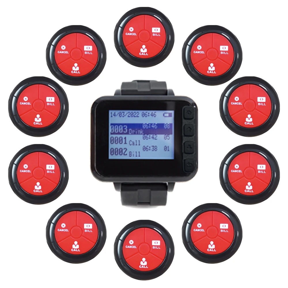 Restaurant-Pager-Wireless-Call-System-1-Watch-Receiver-10-Button ...