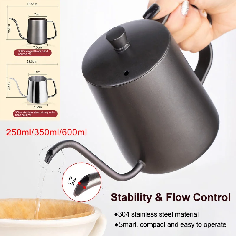 304-Stainless-Steel-Coffee-Pot-Long-Narrow-Spout-Drip-Kettle-Manual ...