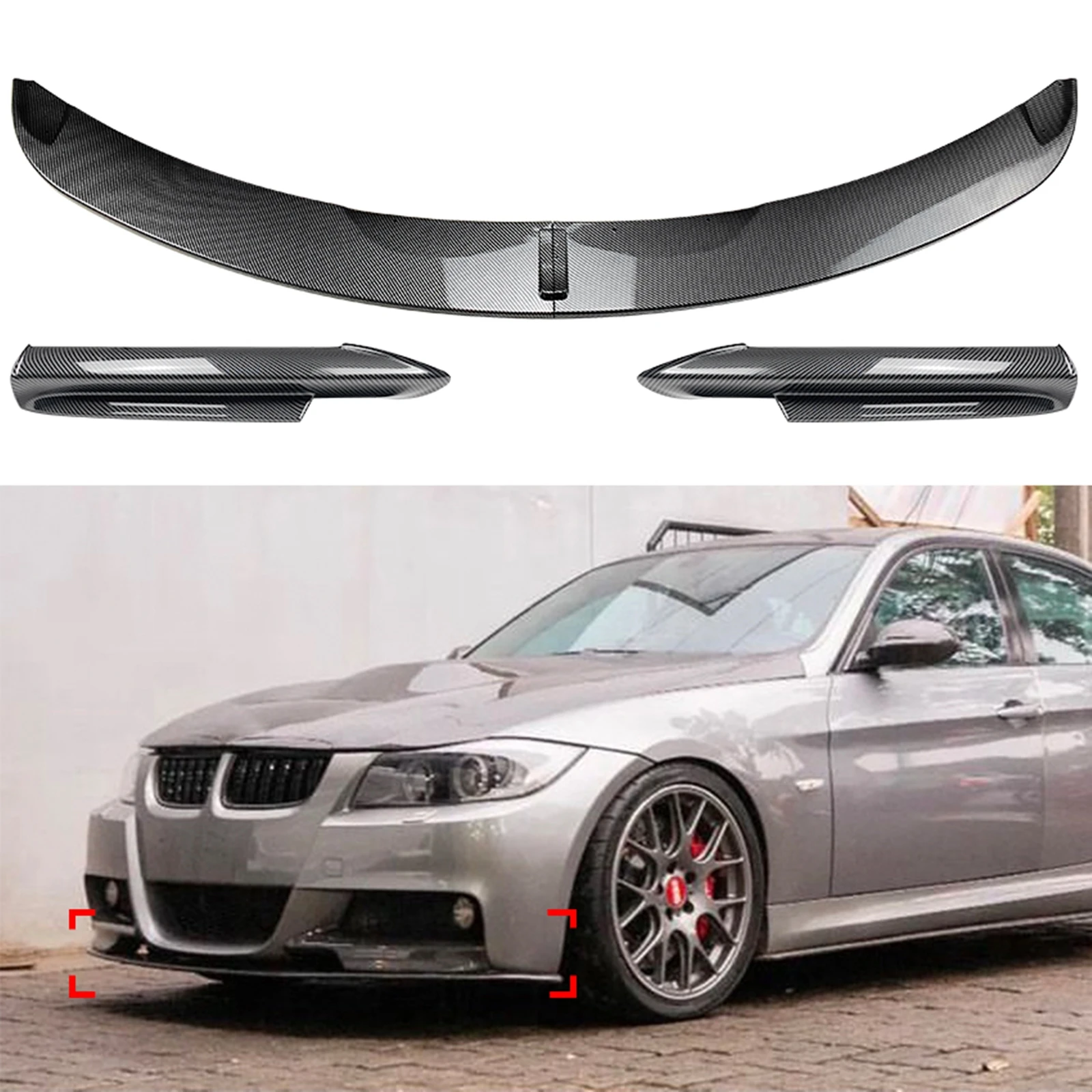 Front Bumper Spoiler Lip Lower Blade With Side Splitter Cover Trim For ...