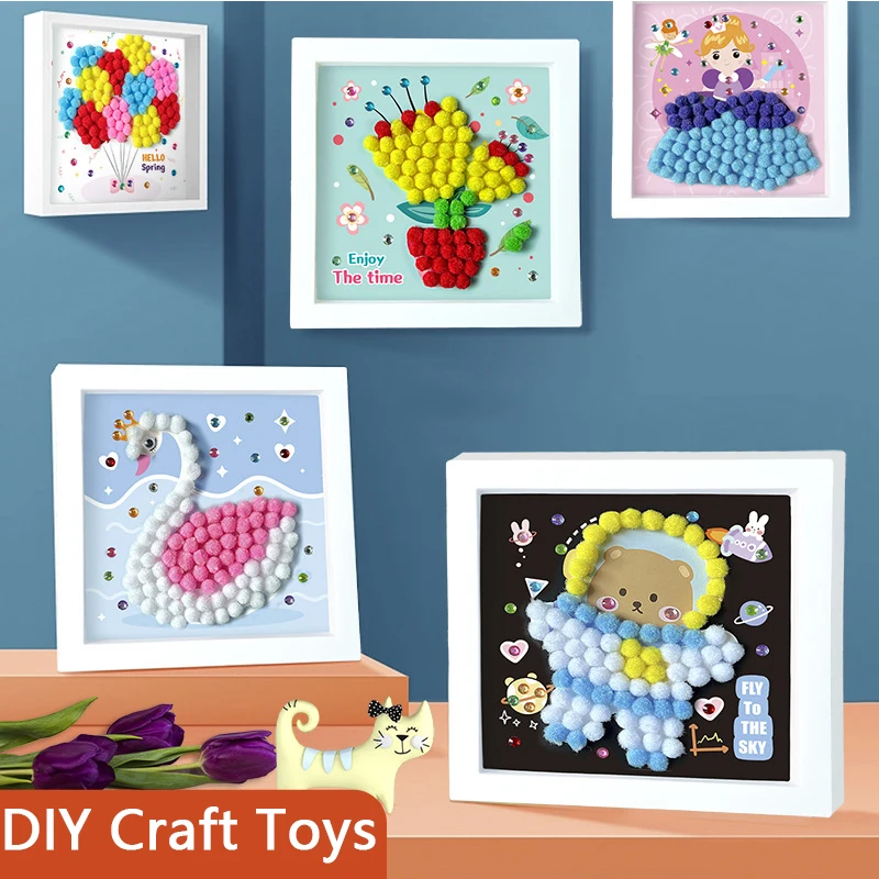 DIY-Craft-Toys-PomPom-Plush-Ball-Painting-Stickers-Drawing-Toys ...