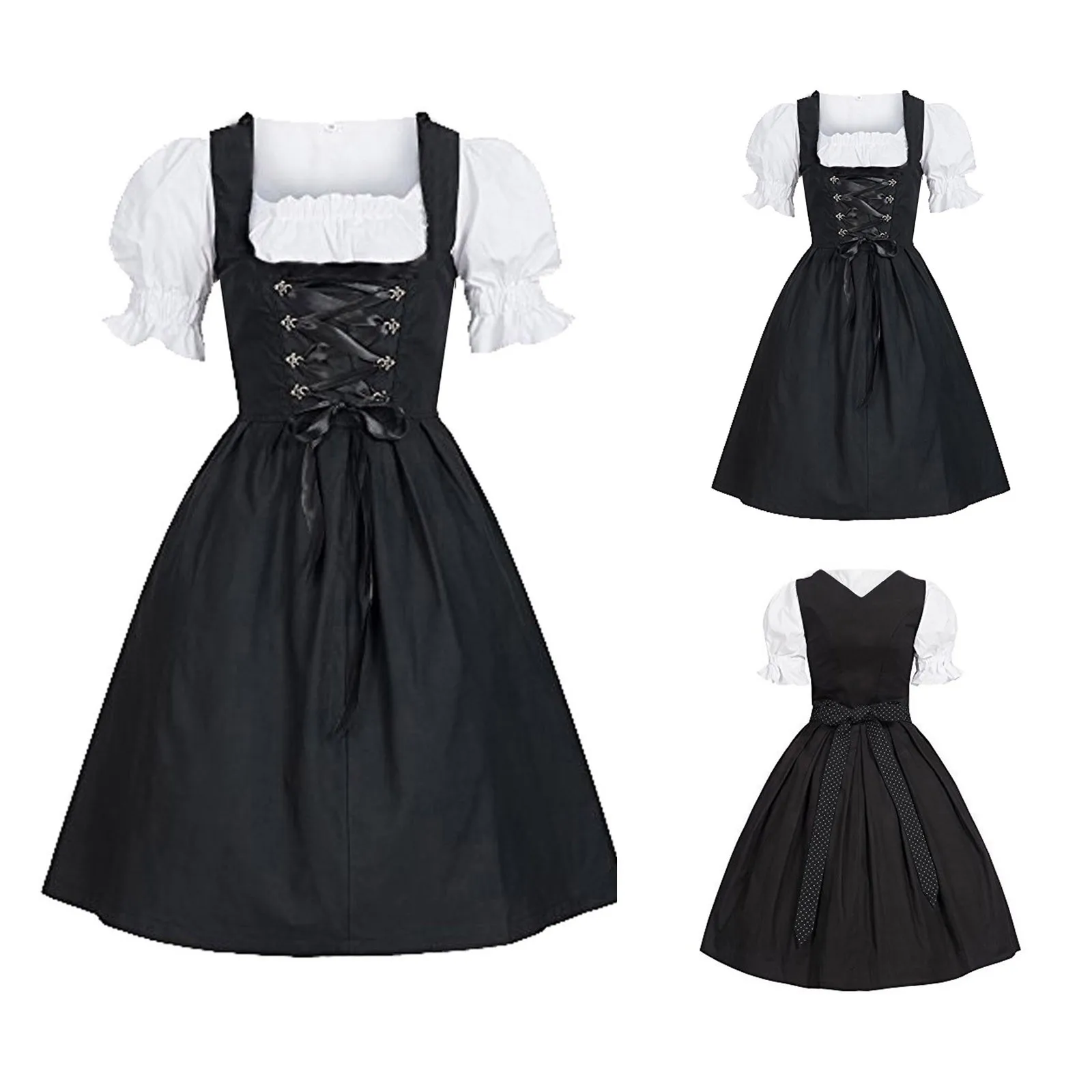 German-Ladies-Beer-Maid-Dirndl-Bavarian-Oktoberfest-Dress-with-Apron ...