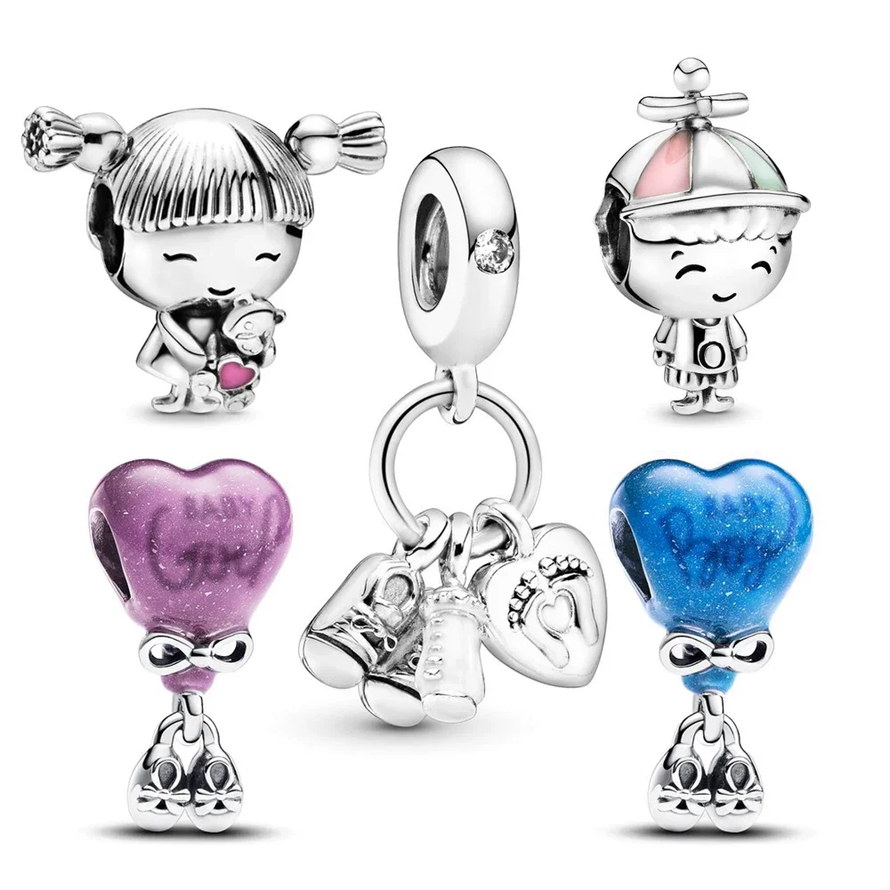 menino-ou-menina-925-Sterling-Silver-Charme-Set-para-J-ias-DIY-Fit ...