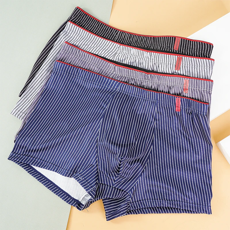 Lot de 4 boxers pour hommes, sous-vêtements Sexy à rayures, Lingerie ...