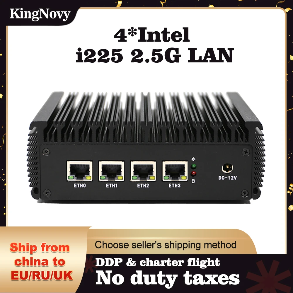 Fanless Mini PC 4 Intel 2.5G LAN Switch Celeron J4125 4* 2500M i225 ...