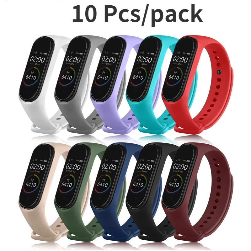 10 Pieces/pack Strap for Xiaomi Band 7 6 5 4 3 Silicone Bracelet for Mi ...