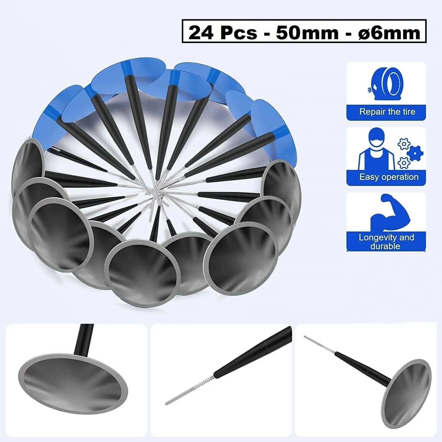 50MM-24-Pcs-Car-Motorcycle-Universal-Tubeless-Tire-Puncture-Repair ...