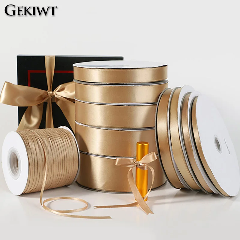 Champagne-Gold-Satin-Ribbon-Bow-Crafts-Gift-Wrap-Wedding-Wrapping-Gift ...