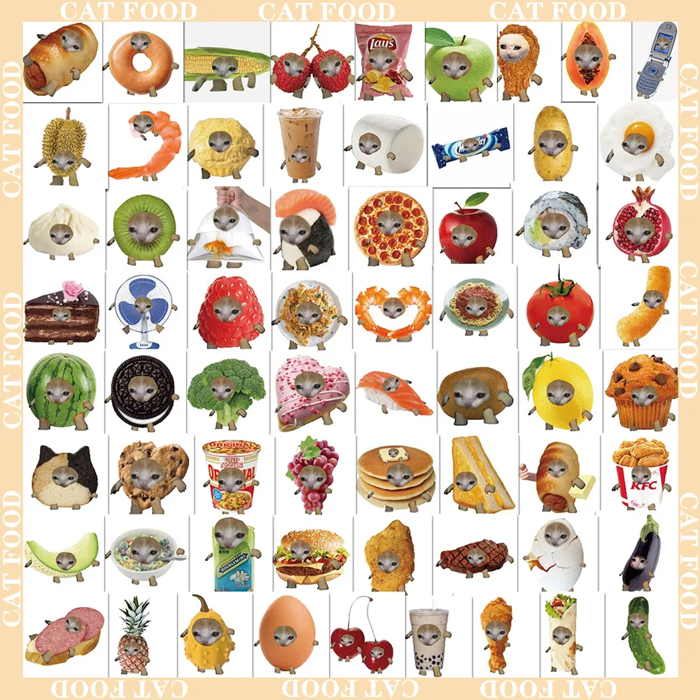 10/30/69PCS Funny Meme Cat And Food Cute Stickers Graffiti DIY Toys ...