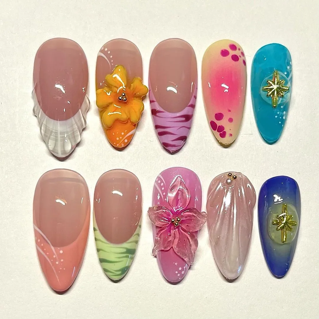 Summer-Nails-Shell-3D-Jelly-Spring-Flowers-Gel-Nail-Art-Vacation ...