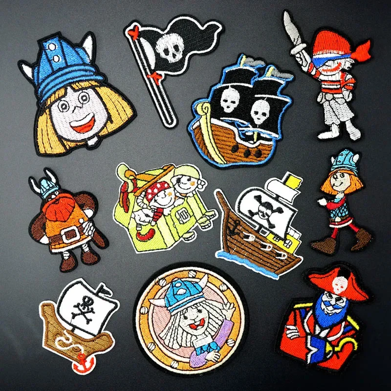 Pirate-Boat-Embroidered-Patch-for-Clothing-Iron-on-Sew-Applique-Cute ...