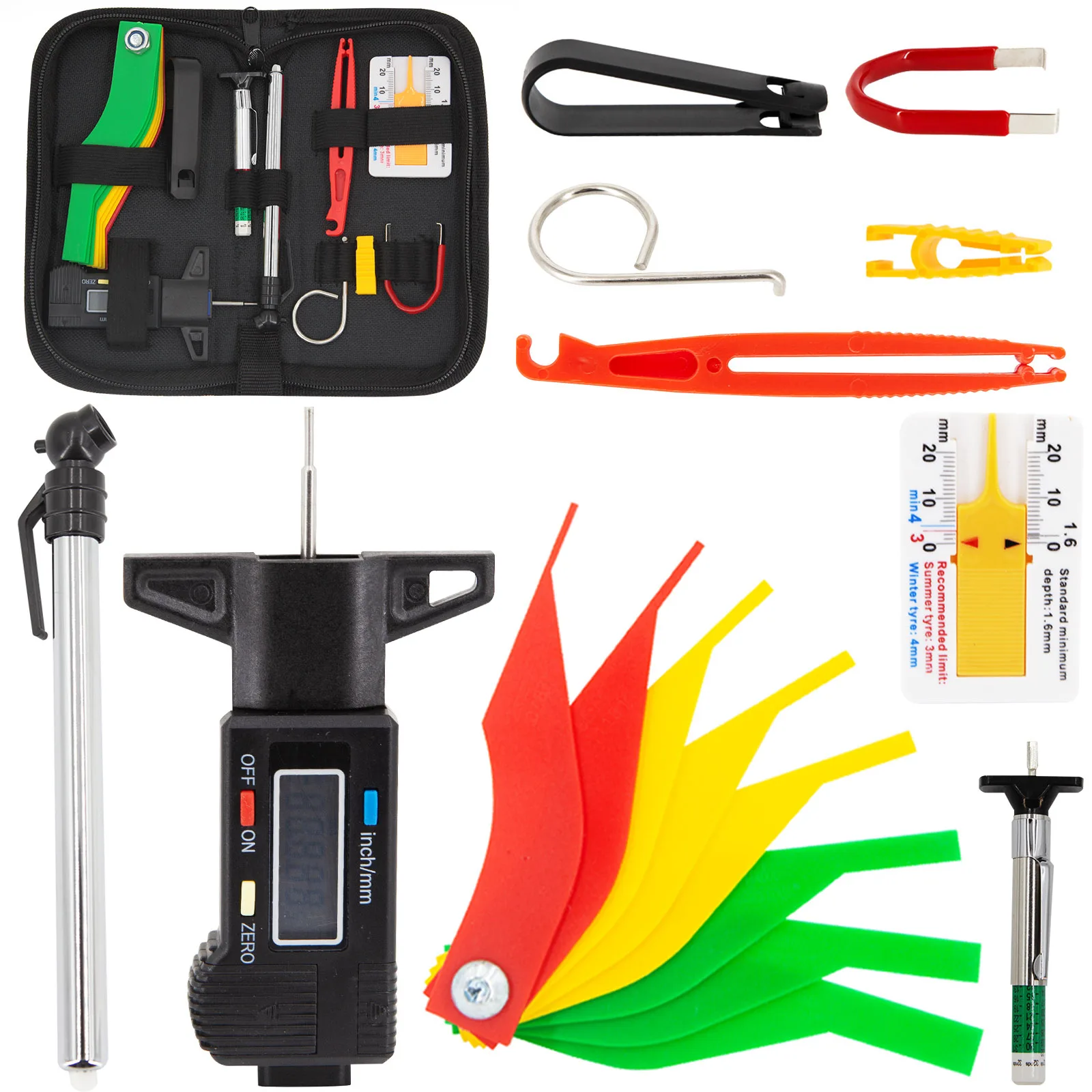 10pcs-Digital-Tire-Tread-Depth-Gauge-Tool-Brake-Lining-Thickness-Gauge ...