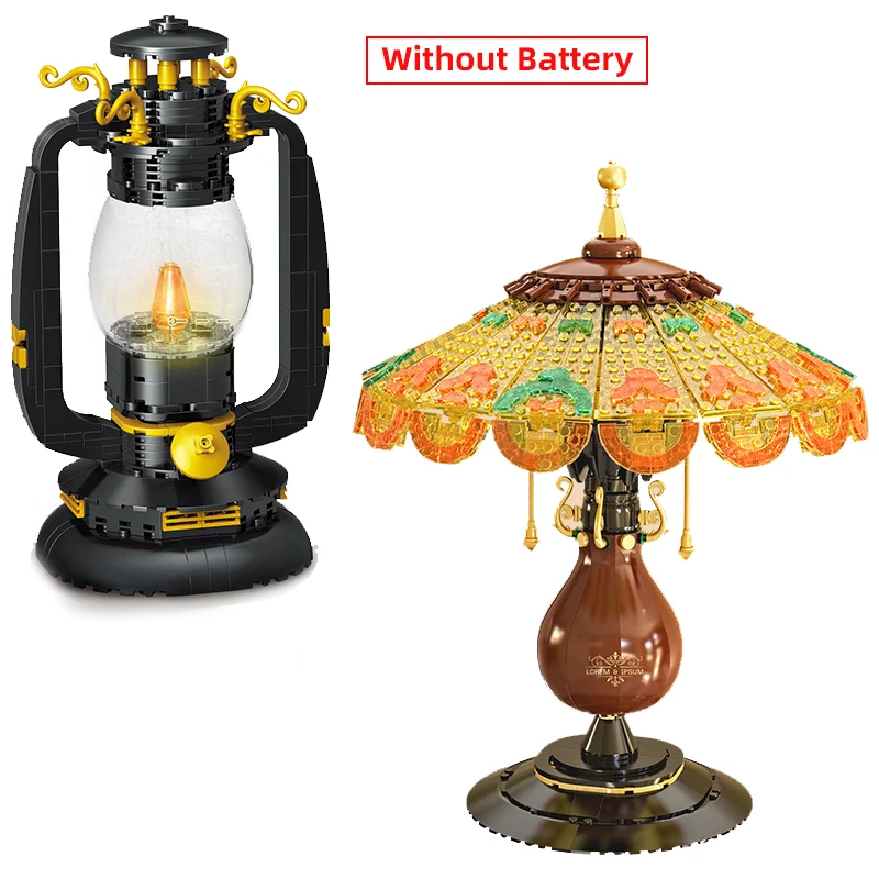 MOC Retro Classic Kerosene Lamp MINI Bricks Model Toys