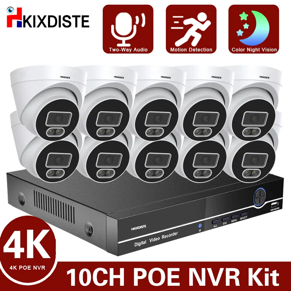 10CH-8MP-PoE-Dome-Camera-System-H-265-4k-PoE-NVR-Kit-Smart-Home-Color ...