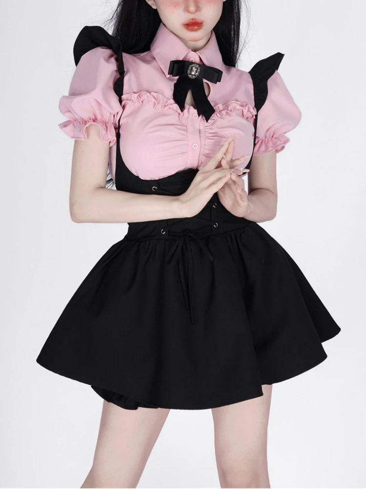 Conjunto-de-2-piezas-Kawaii-para-mujer-traje-de-falda-de-estilo-coreano ...