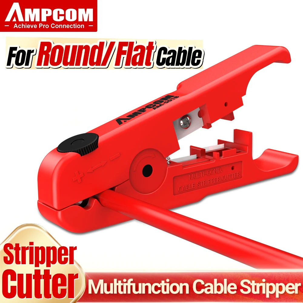 AMPCOM Wire Stripper Ethernet Cable Cutter Round Cable Cutting Tool Lan Cable Stripping Tool for ...
