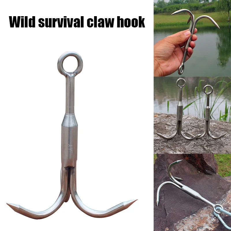 13CM Grappling/Grapnel Hook 3-Claw Stainless Steel Tree Climbing Hook ...