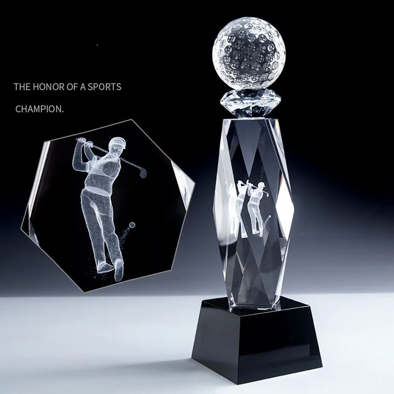 Crystal Golf Shape Trophy champion golf Design Best golf Player Award ...
