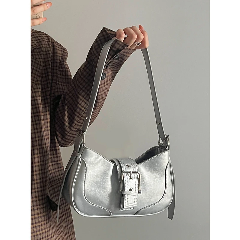 Silver-PU-Leather-Shoulder-Bags-For-Women-Designer-Handbags-Female ...