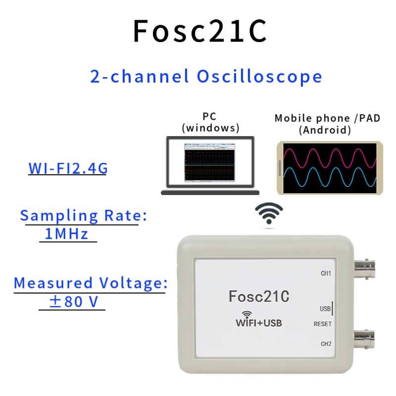 Fosc21C-2-channel-WIFI-wireless-oscilloscope-USB-PC-oscilloscope-1Mhz ...