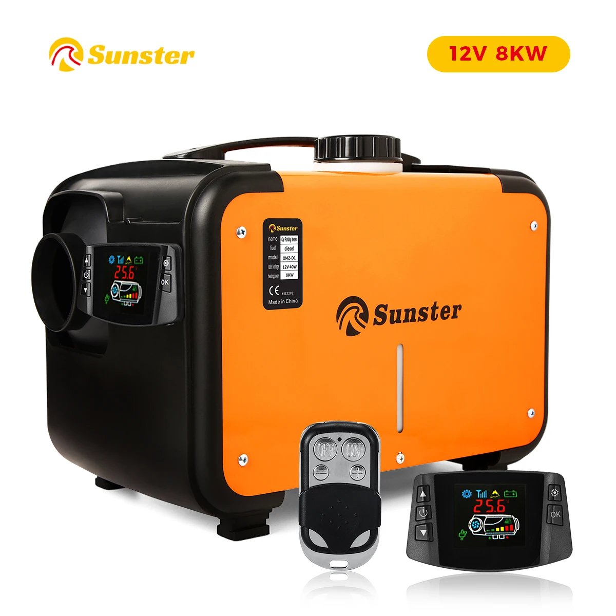 Sunster-12V-Heater-For-Car-8KW-Diesel-Air-Heater-With-Silencers-LCD ...