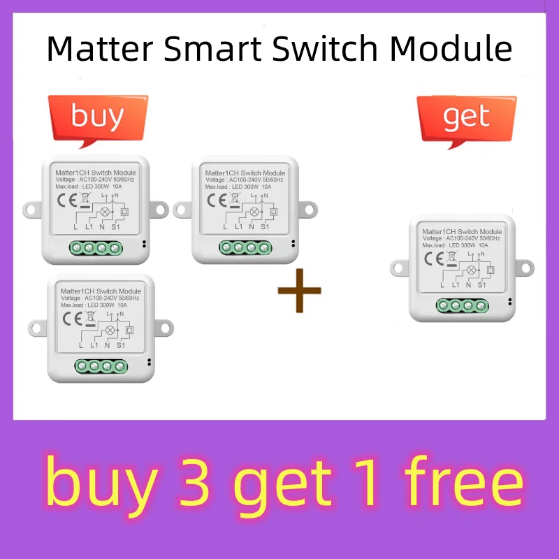 WiFi Smart Switch Module Matter, controle remoto sem fio, Relay Breaker ...
